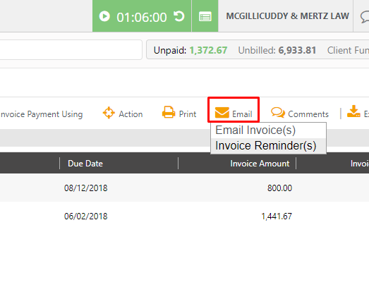 Overdue Invoice Reminders – CosmoLex Support