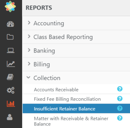 Insufficient Retainer Balance Report - CosmoLex Support