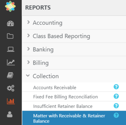 Matter with Receivable & Retainer Balance Report - CosmoLex Support