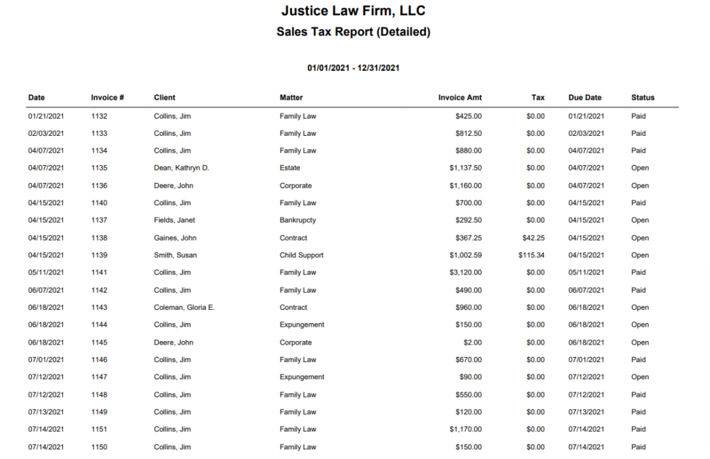 Sales Tax Report - CosmoLex Support