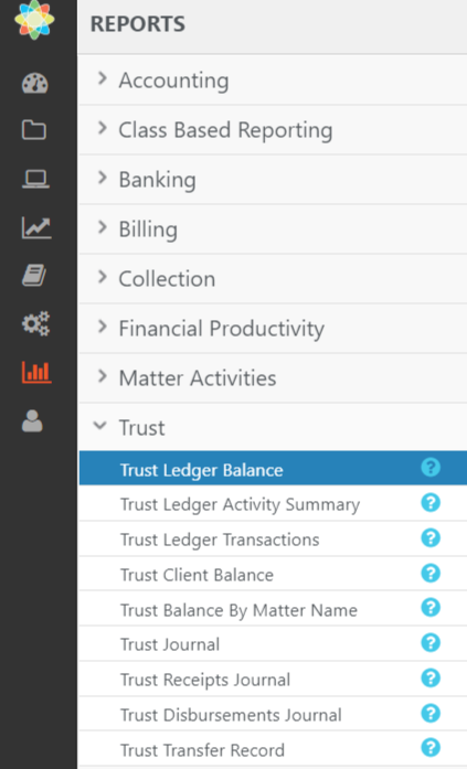 Trust Ledger Balance Report - CosmoLex Support