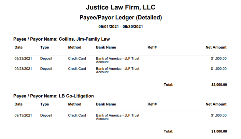 Payee/Payor Ledger - CosmoLex Support