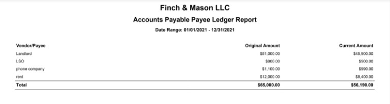 Accounts Payable Payee Ledger - CosmoLex Support