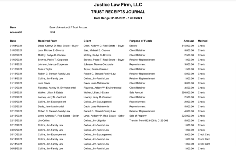 Trust Receipts Journal - CosmoLex Support