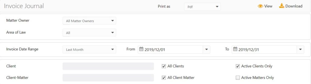 Invoice Journal - CosmoLex Support