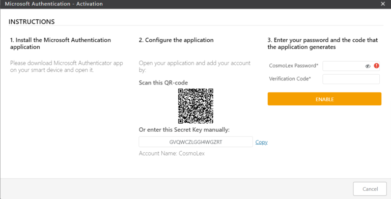 Enable Microsoft Authenticator - CosmoLex Support