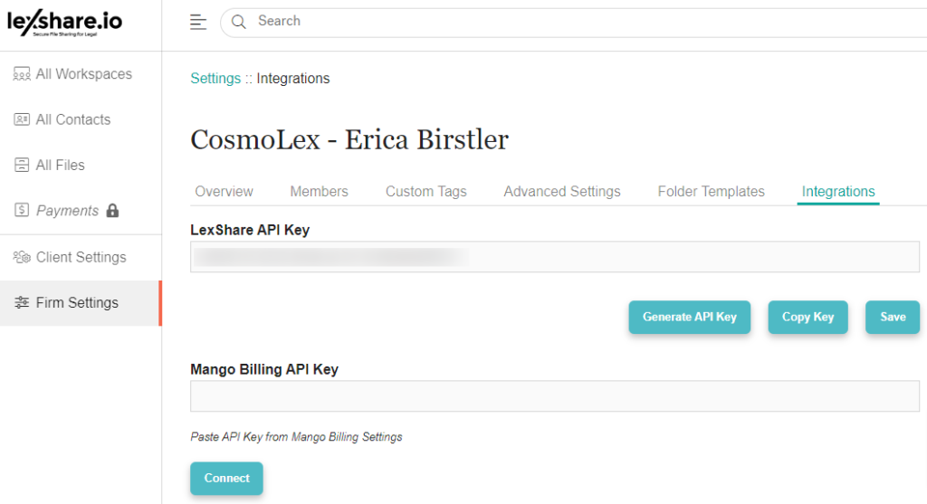 Integrate LexShare with CosmoLex - CosmoLex Support