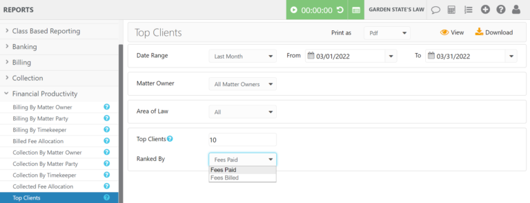 Top Clients Report - CosmoLex Support