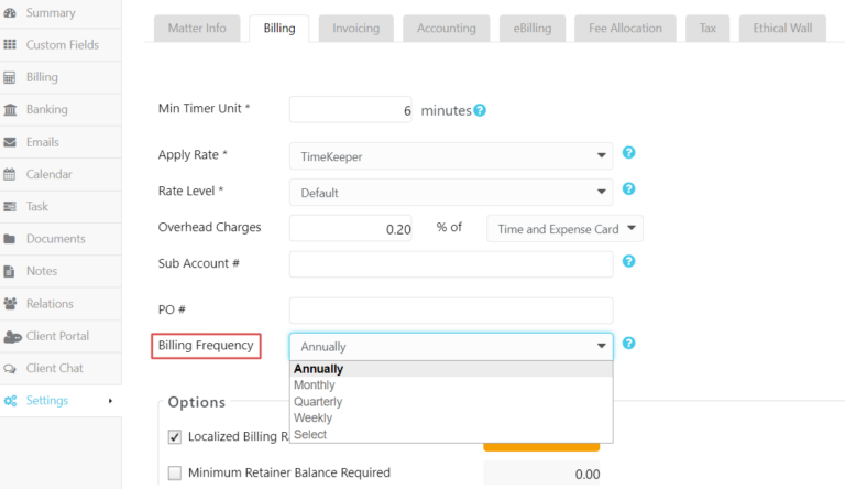 Configure Billing Frequency - CosmoLex Support