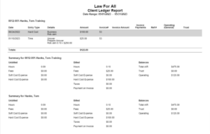 Client-Matter Ledger Report - CosmoLex Support